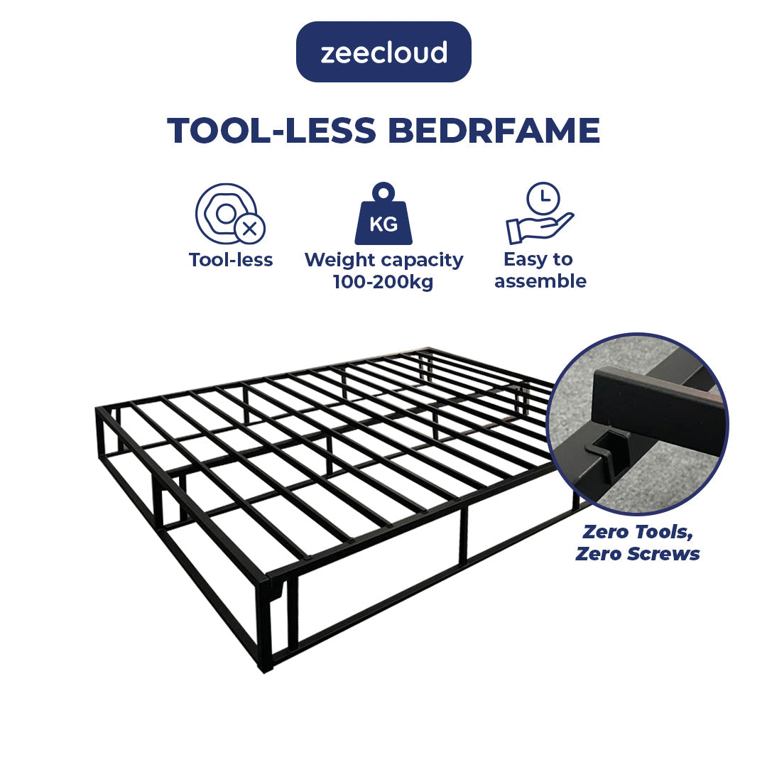 zeecloud® Tool-less Bed Frame – No Tools, No Screws, Just Easy Setup